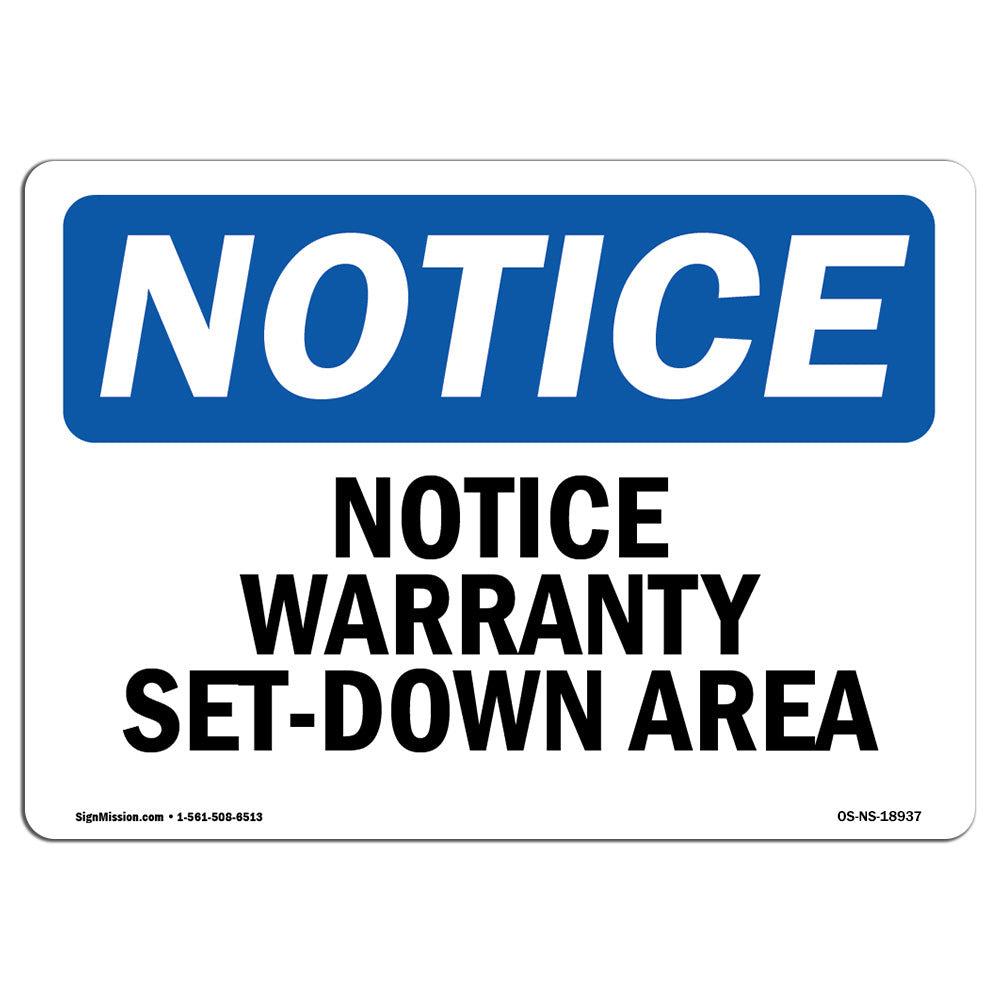 SignMission Warranty Set-Down Area Sign | Wayfair