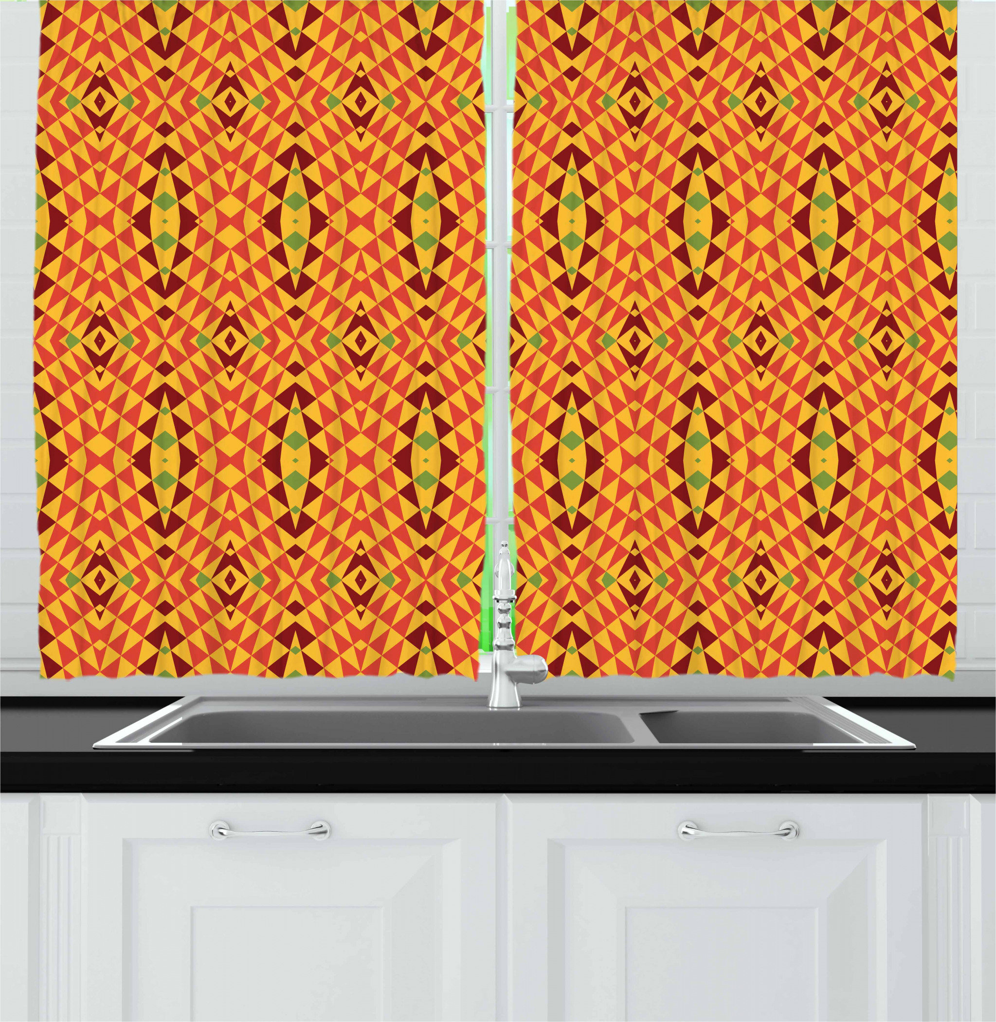 Ambesonne African Kitchen Curtain | Wayfair