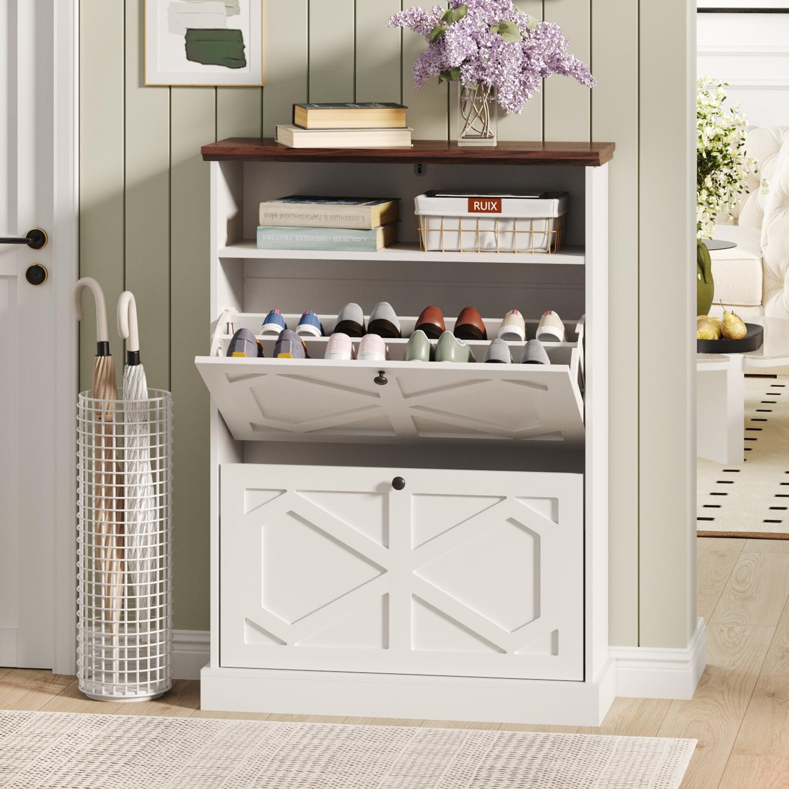 August Grove® Shoe Cabinet With 2 Flip Drawers | Wayfair