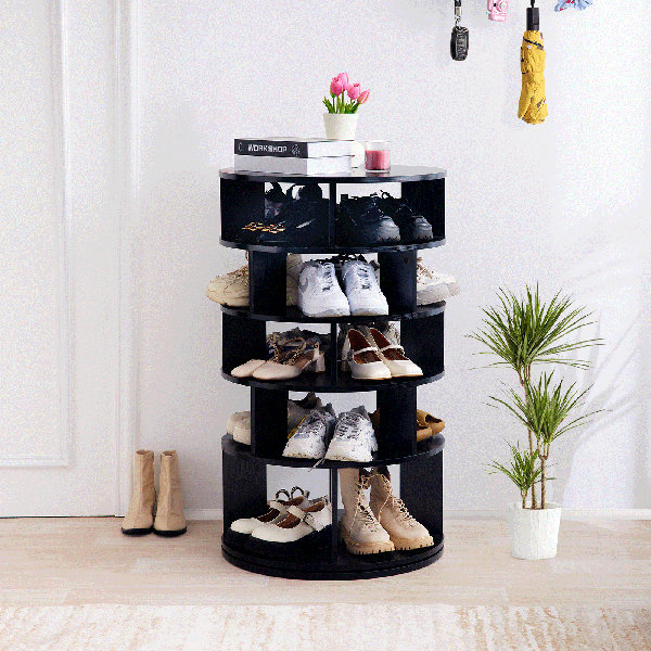 Latitude Run® 5 Tier Rotating Shoe Rack Tower, 360°Revolving Shoe ...