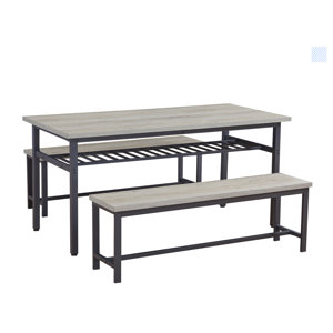 17 Stories Oversized Dining Table Set 3-Piece Kitchen Table With 2 ...