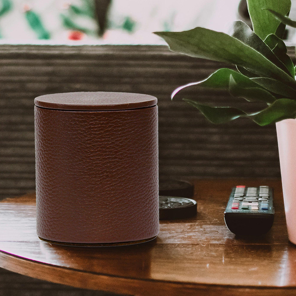 Brayden Studio Réservoir de rangement pour salle de bain rond en cuir ...