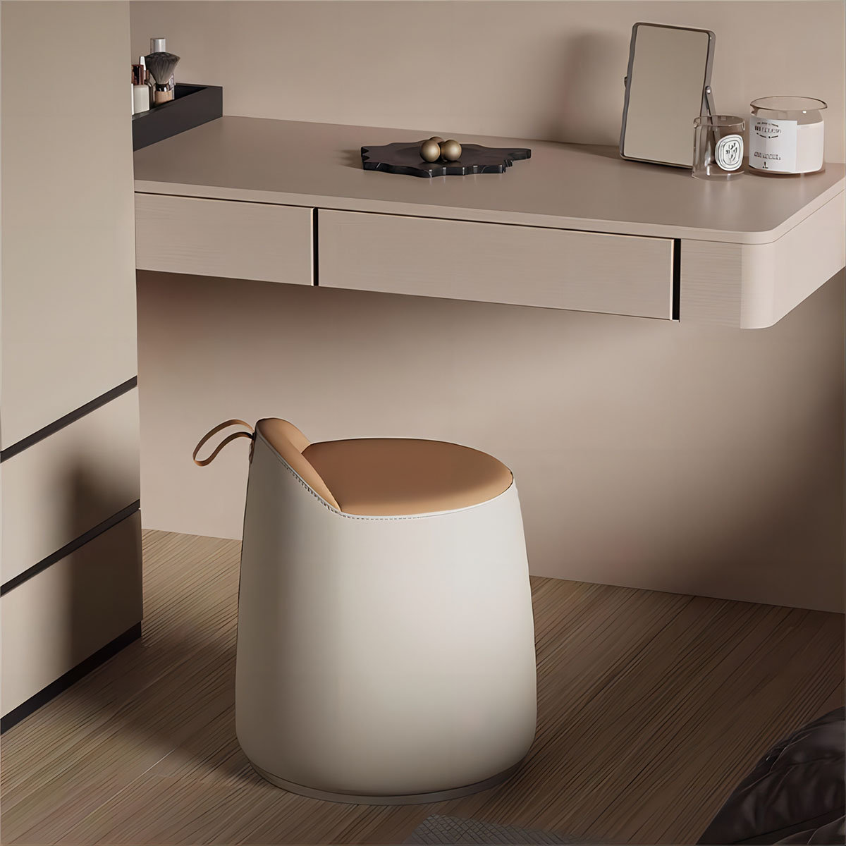 Orren Ellis Modern Minimalist Solid Wood Makeup Stool | Wayfair