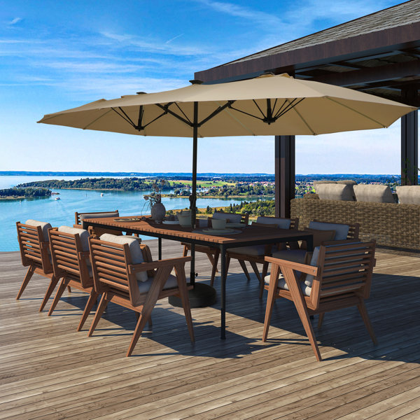 Arlmont & Co. Nyele 180'' x 108'' Rectangular Lighted Market Umbrella ...