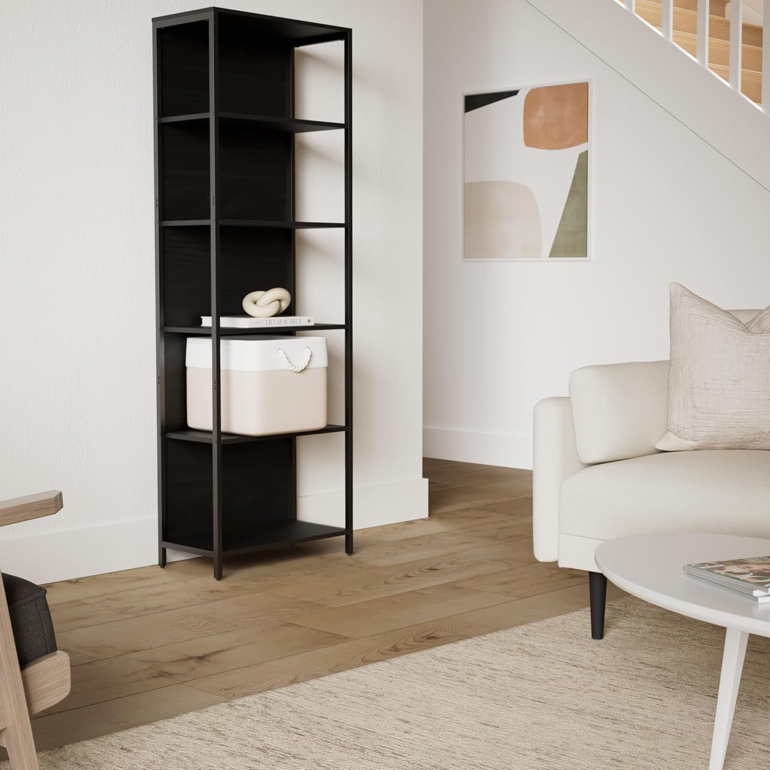 Ivy Bronx 6 Tier LED Bookshelf With Dimmable Lights, Steel Frame, Wood ...