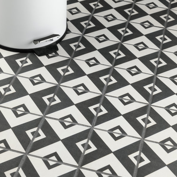 Merola Tile Twenties Vertex Mini 4" x 4" Ceramic Patterned Wall & Floor ...