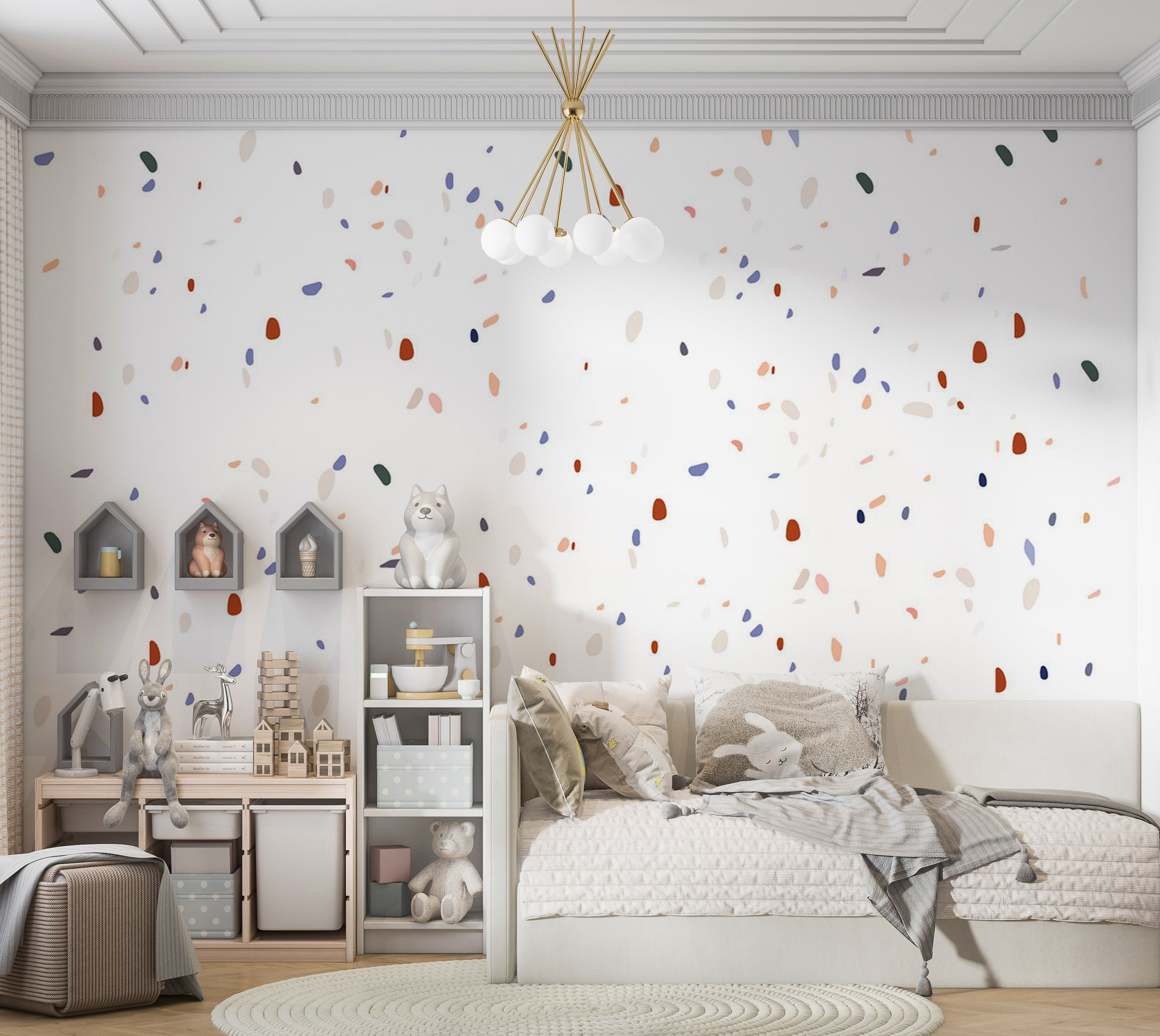 Orren Ellis Abstract Wallpaper Wall Mural - Classic Terrazzo On White ...