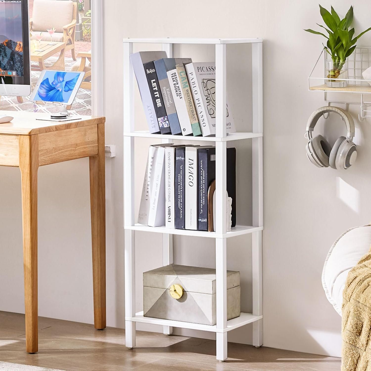 Ebern Designs Tall Bookshelf 5-Tier Small Narrow Bookcase, Skinny Book ...