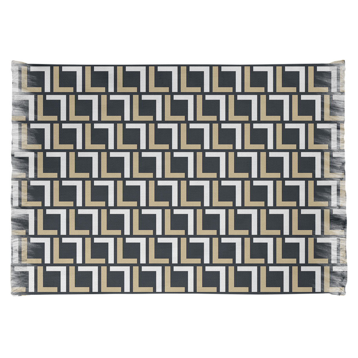 East Urban Home Geometric Handmade Black/Gold Area Rug | Wayfair