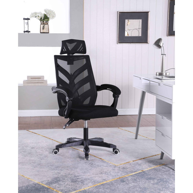 Chintaly Imports Contemporary Computer Chair w/ Headrest & Padded Arms ...