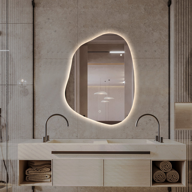 Orren Ellis Irregular LED Lighted Anti-fog Bathroom Vanity Mirror | Wayfair