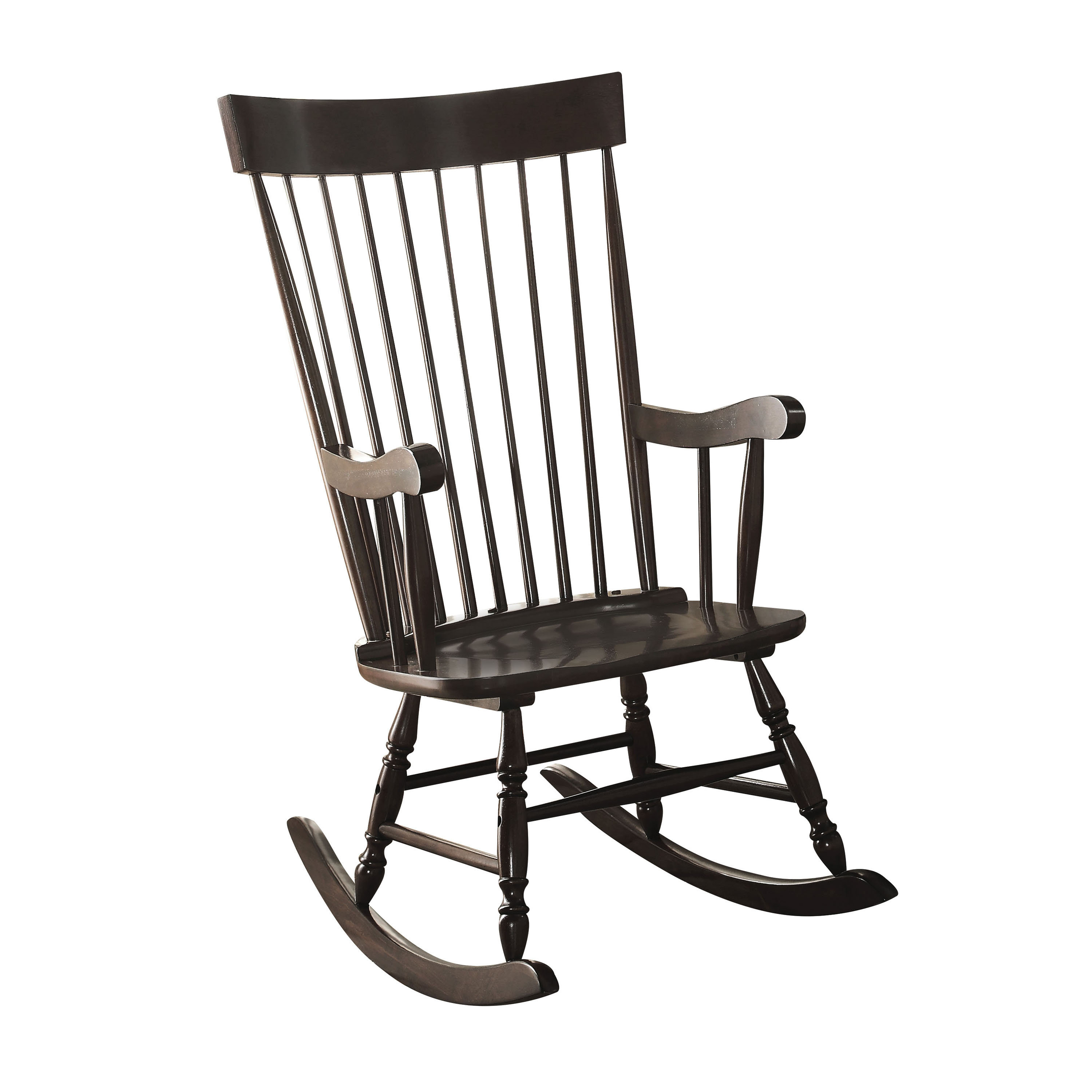 Lark Manor Sean High Back Wooden Rocking Chair with Turned Legs ...