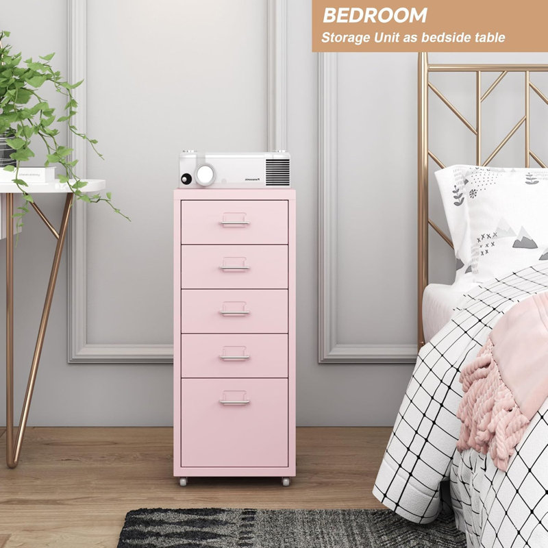 Latitude Run® 5 Drawer Metal File Cabinet Mobile Underdesk Chest For ...