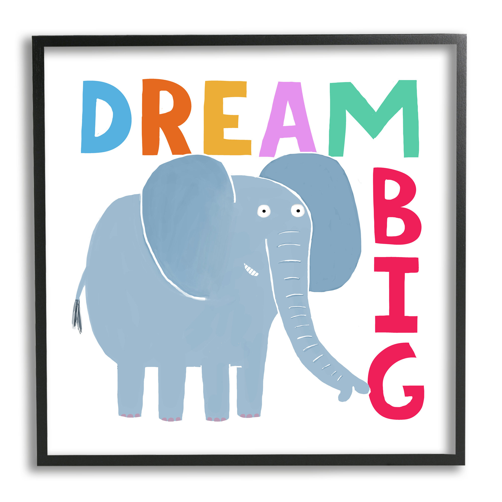 Mason & Marbles Dream Big Elephant Phrase Framed Giclee Art Design By ...