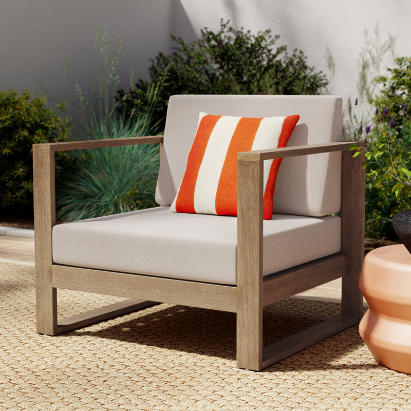 Joss & Main Gavina Outdoor Eucalyptus Single Chair with Cushions ...