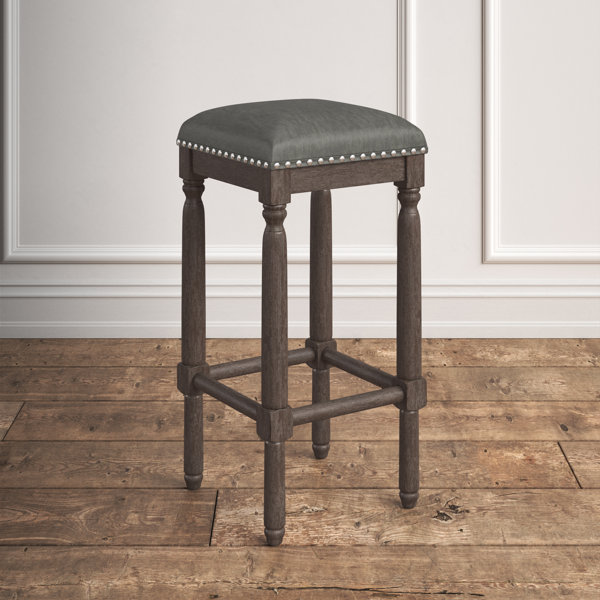 Kelly Clarkson Home Mia Upholstered Counter Stool with Solid Wood Frame ...