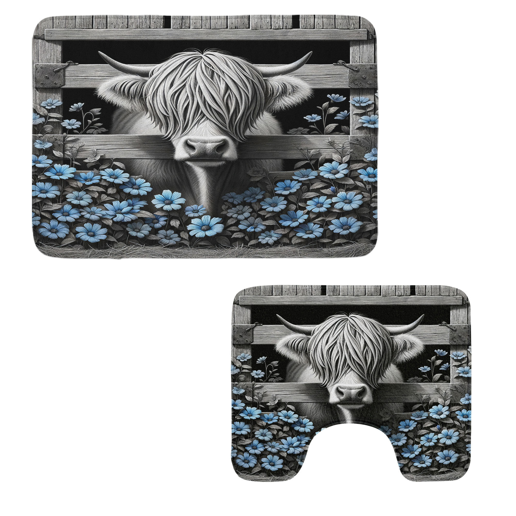 East Urban Home Rustic Bathroom Rug Set 2 Pieces Rectangle & Contour ...