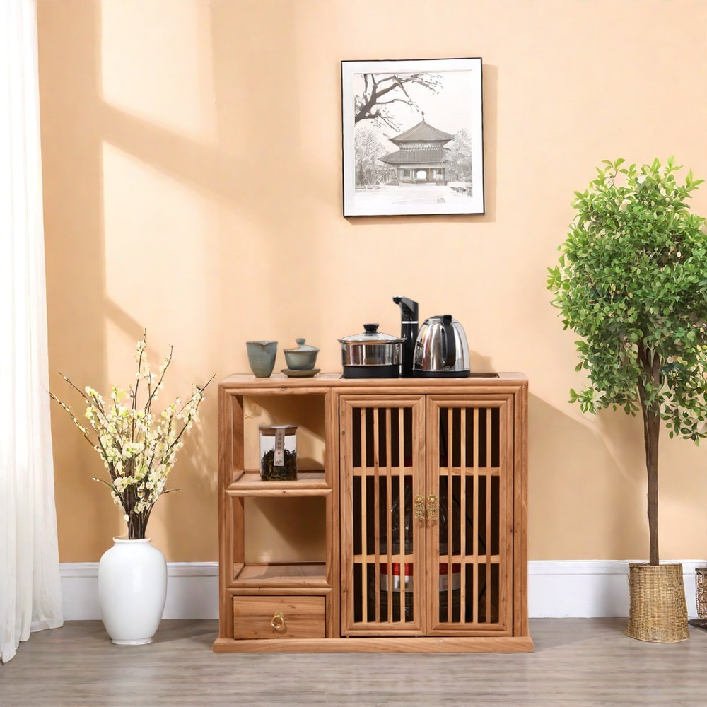 Wu's StylishVault Solid Old Elm Wood Console Cabinet | Wayfair