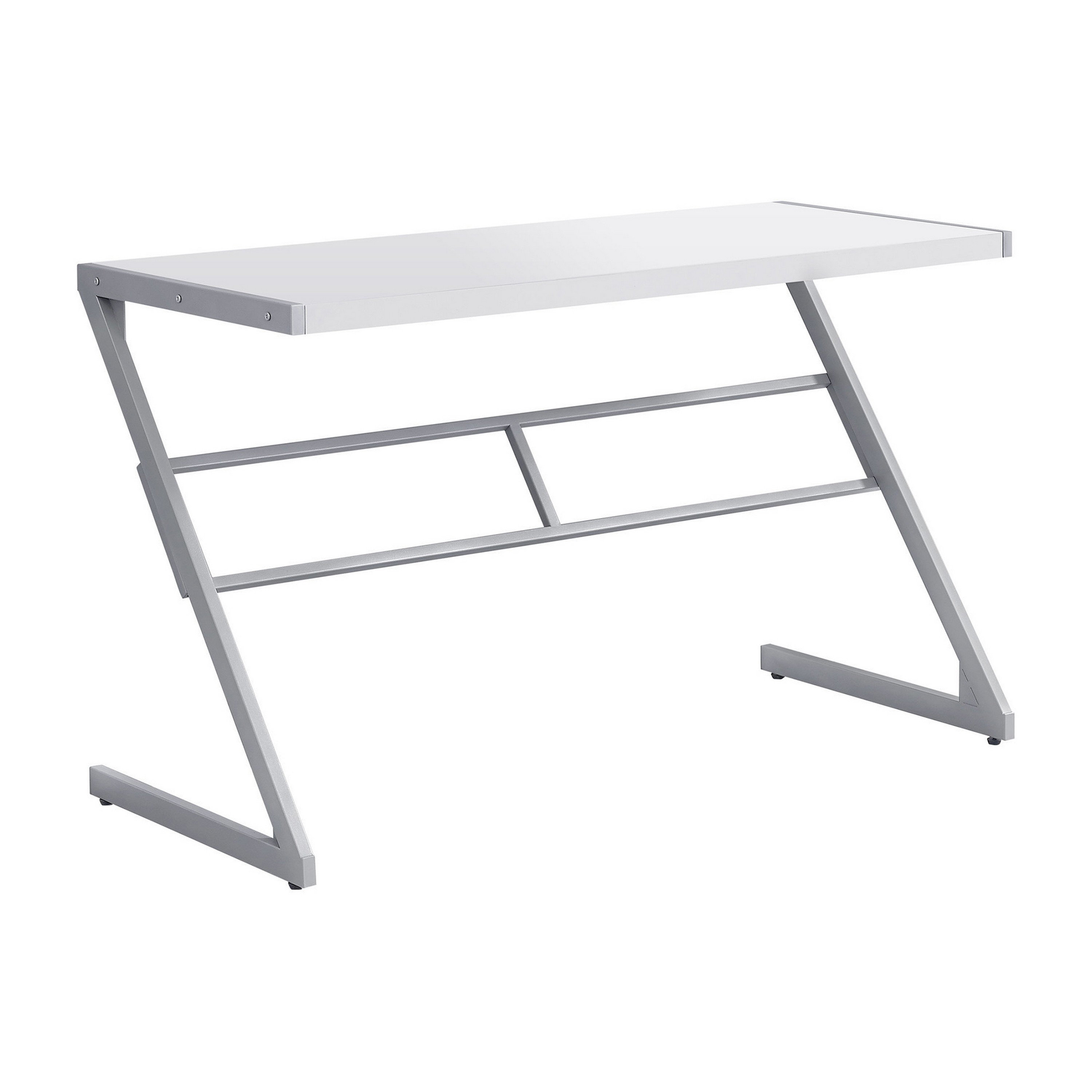 Benjara Zena Computer Office Desk, 48 Inch Taupe Wood Top, Z Shape ...