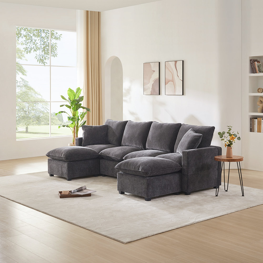 Latitude Run® Modern U Shape Modular Sofa with 2 Pillows Included ...