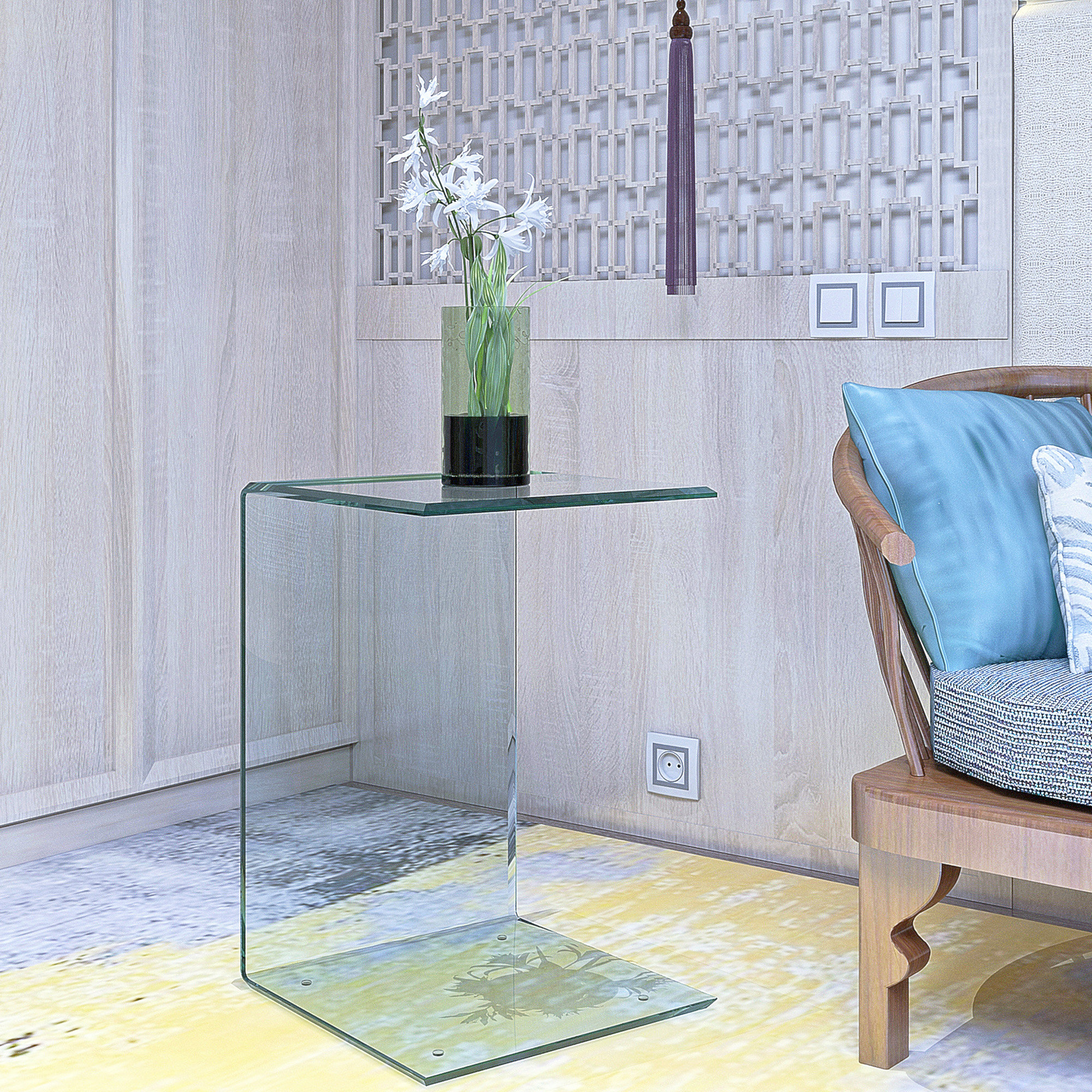 Ivy Bronx Whole Tempered Glass Coffee Table Clear End Table Transparent ...