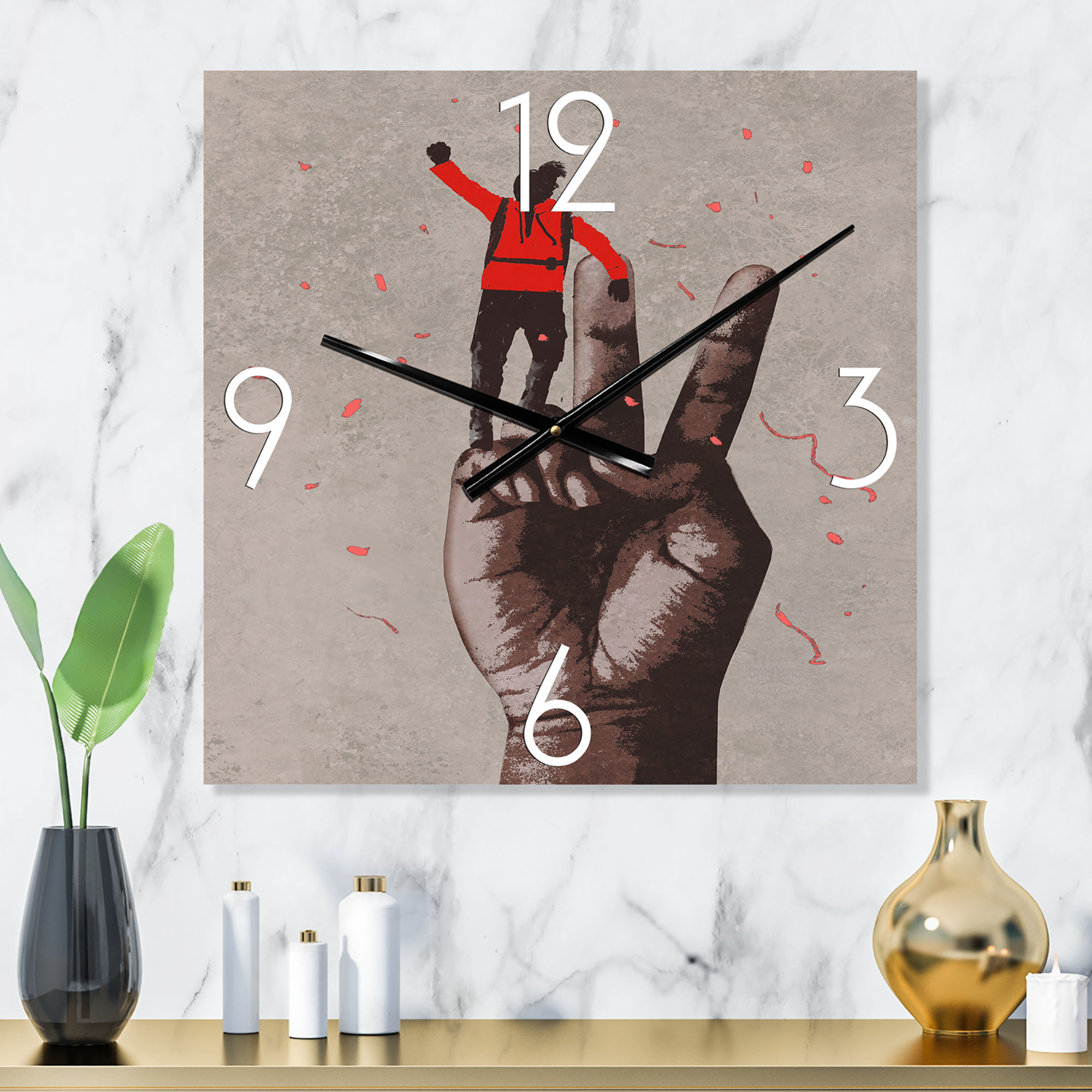 East Urban Home Victory Sign with Man with Arm Raised - Modern Wall ...