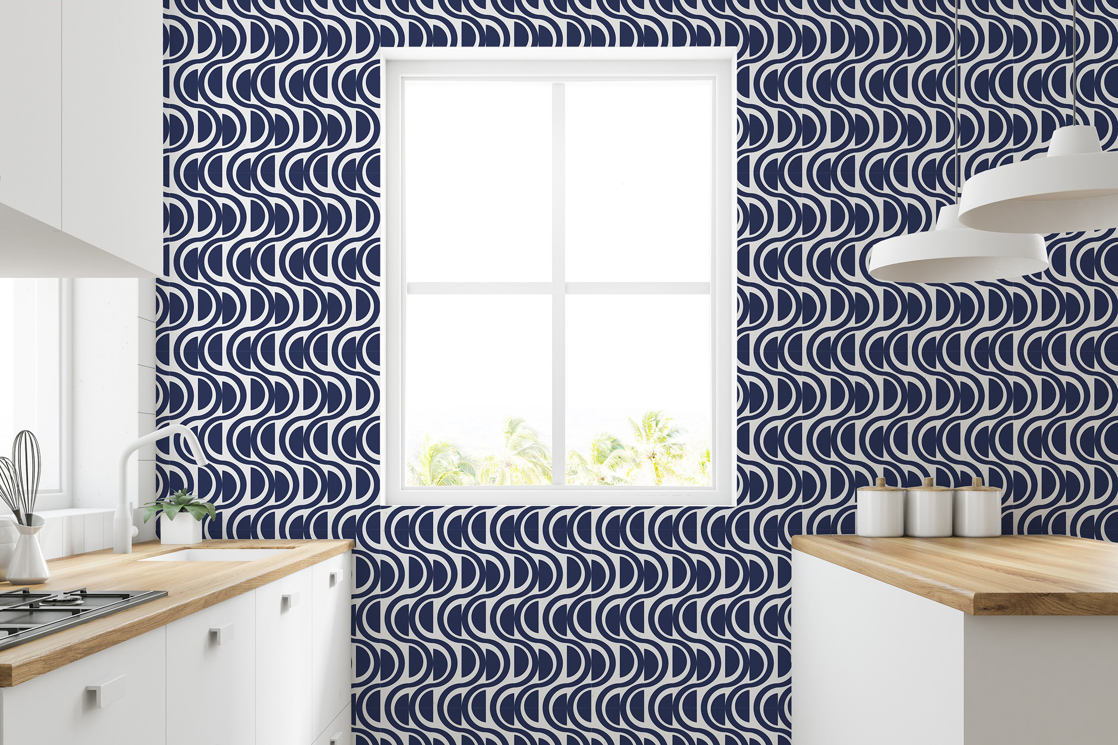 navy wallpaper panel