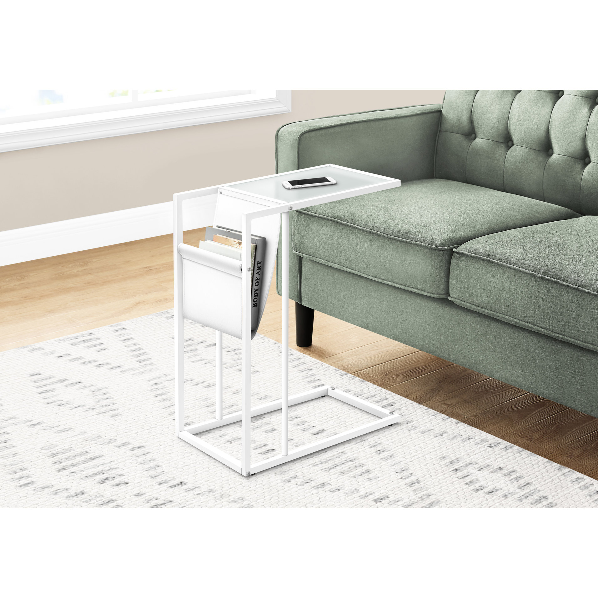 Latitude Run® White Metal Side Table With Practical Design And Leather ...