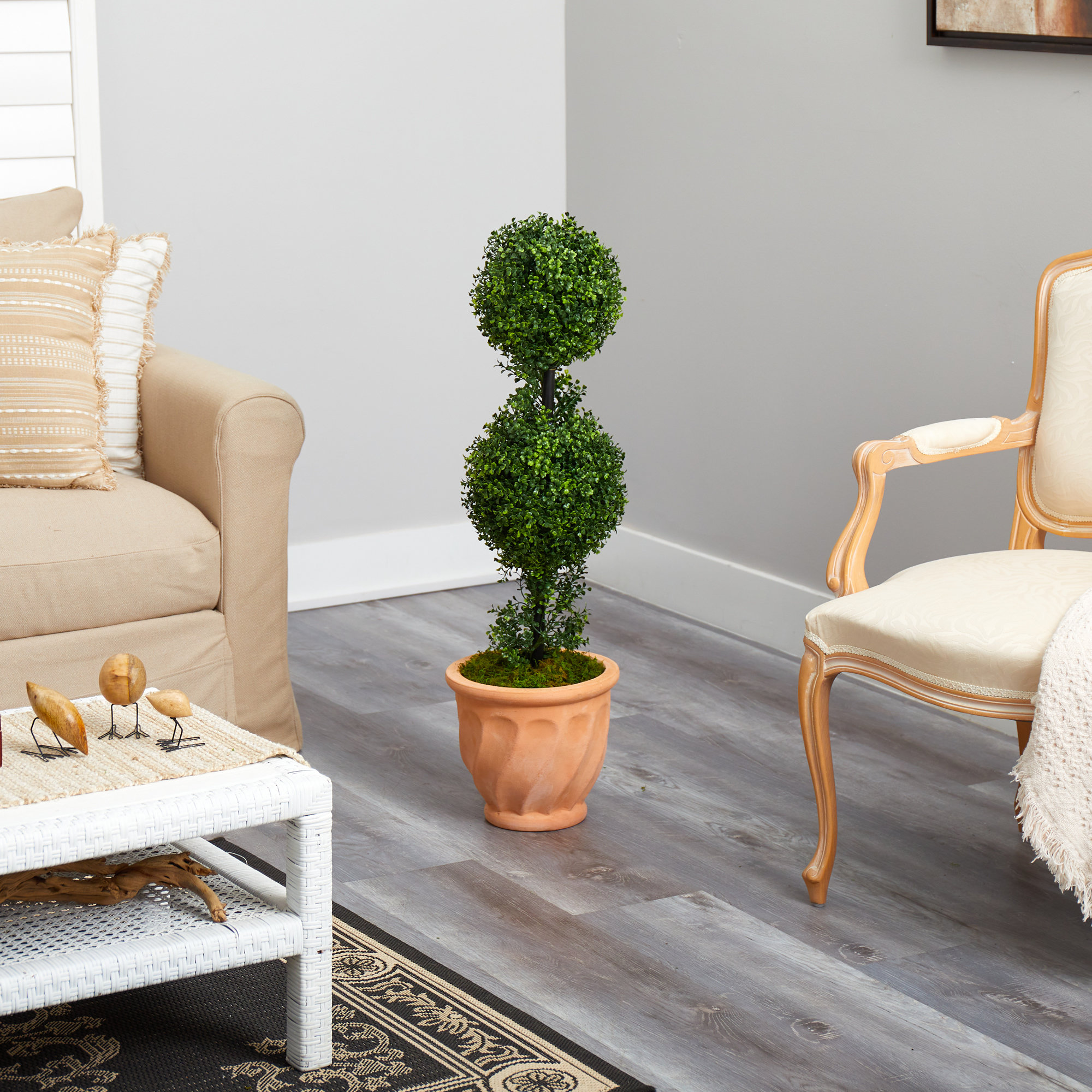 Primrue 40" Artificial Boxwood Topiary in Decorative Vase | Wayfair