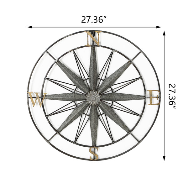 Breakwater Bay Metal Compass Wall Decor Hanging Wall Art Sculptures ...