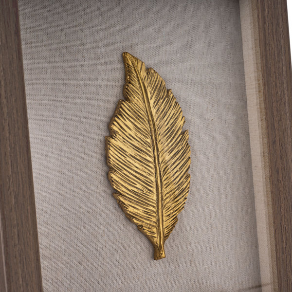 Everly Quinn Golden Leaves 2 Shadow Box | Wayfair