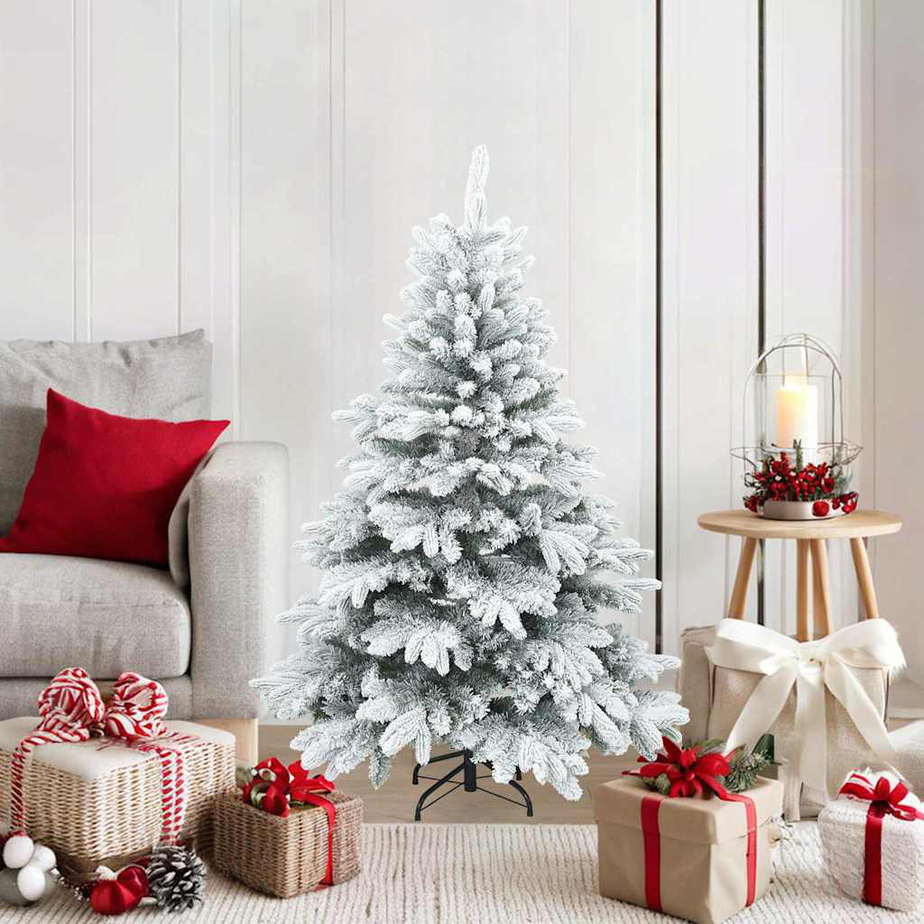 Mikado Living Artificial Hinged Christmas Tree Snow Flocked White ...