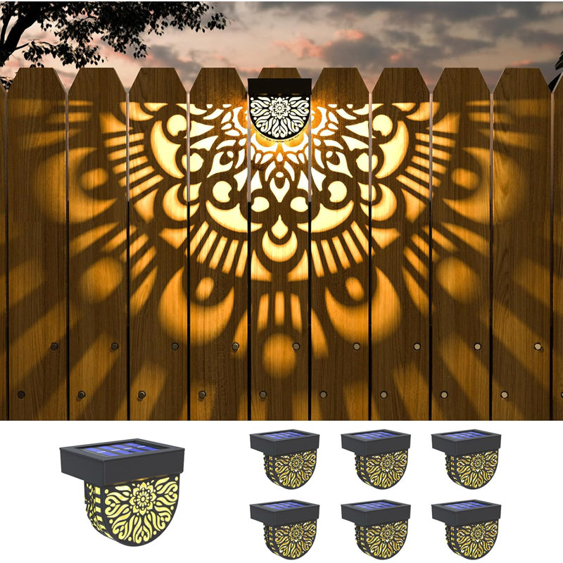 SORMIA 6 Pack Plastic Solar Fence Lights - Wayfair Canada