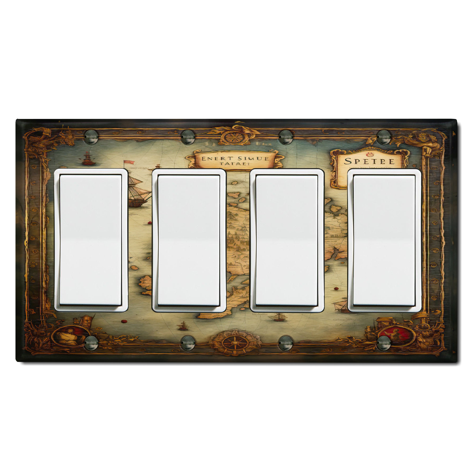 WorldAcc Metal Light Switch Plate Outlet Cover (Ship Travel World Map ...