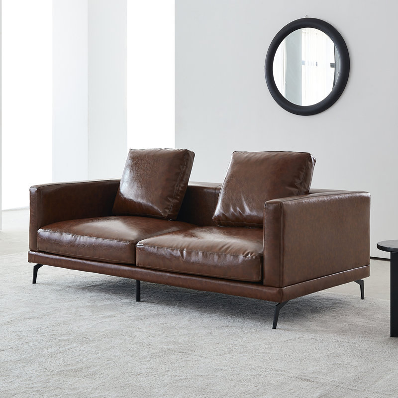 17 Stories Alizen 76" Faux Leather Upholstered Sofa | Wayfair