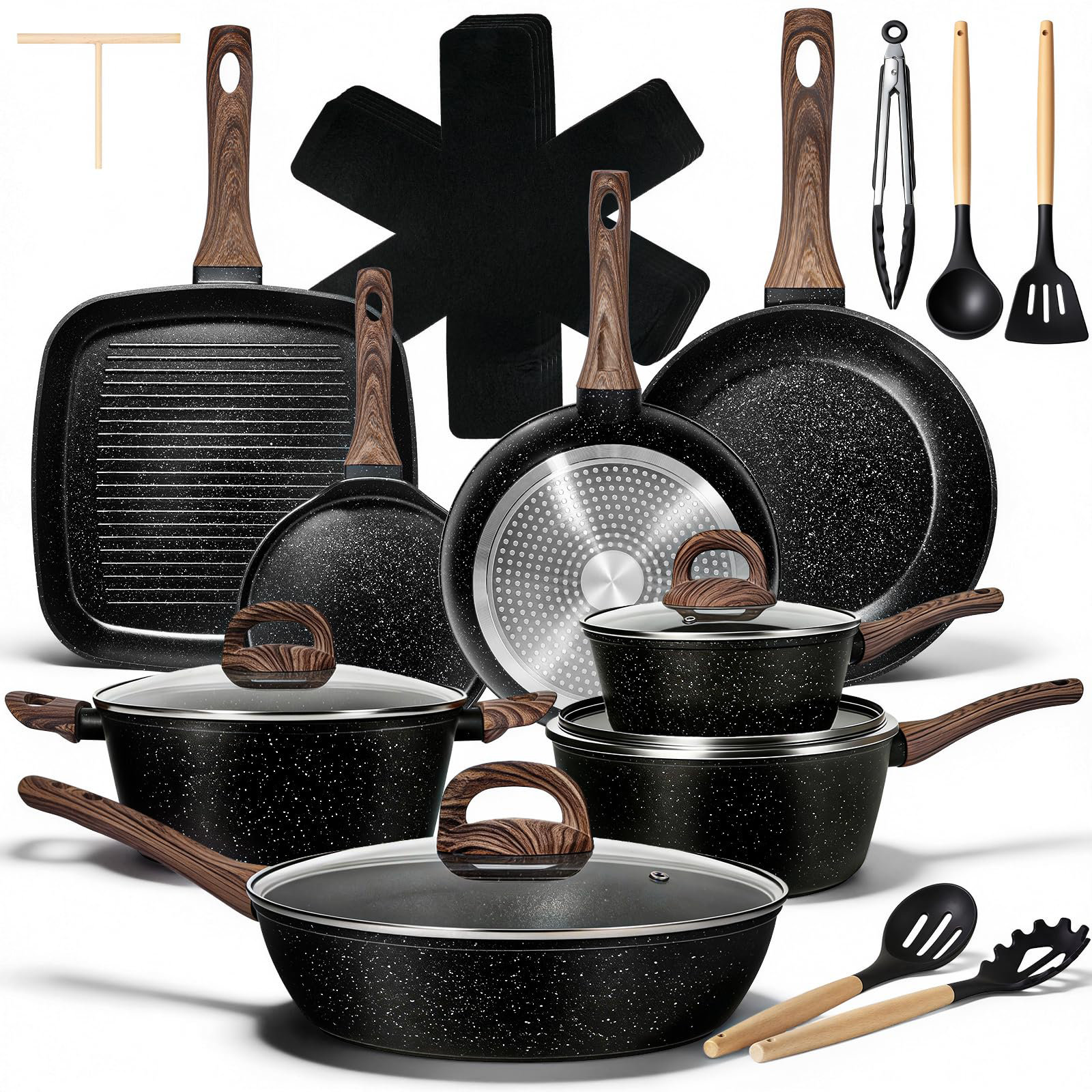 TENICAS 25 Pcs Nonstick Ceramic Cookware Sets - Wayfair Canada