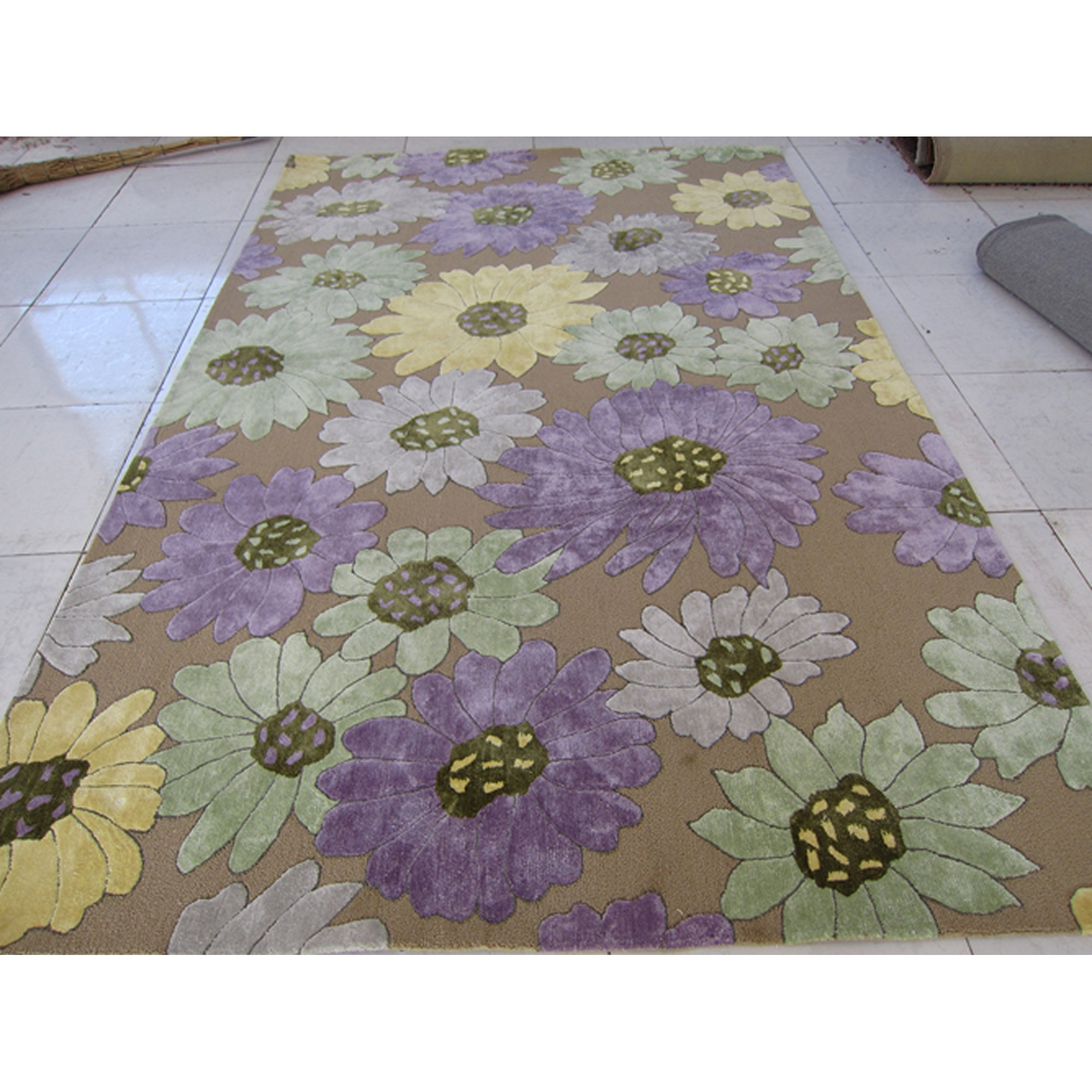August Grove® Iliomar Floral Handmade Hooked Beige/Purple Area Rug ...