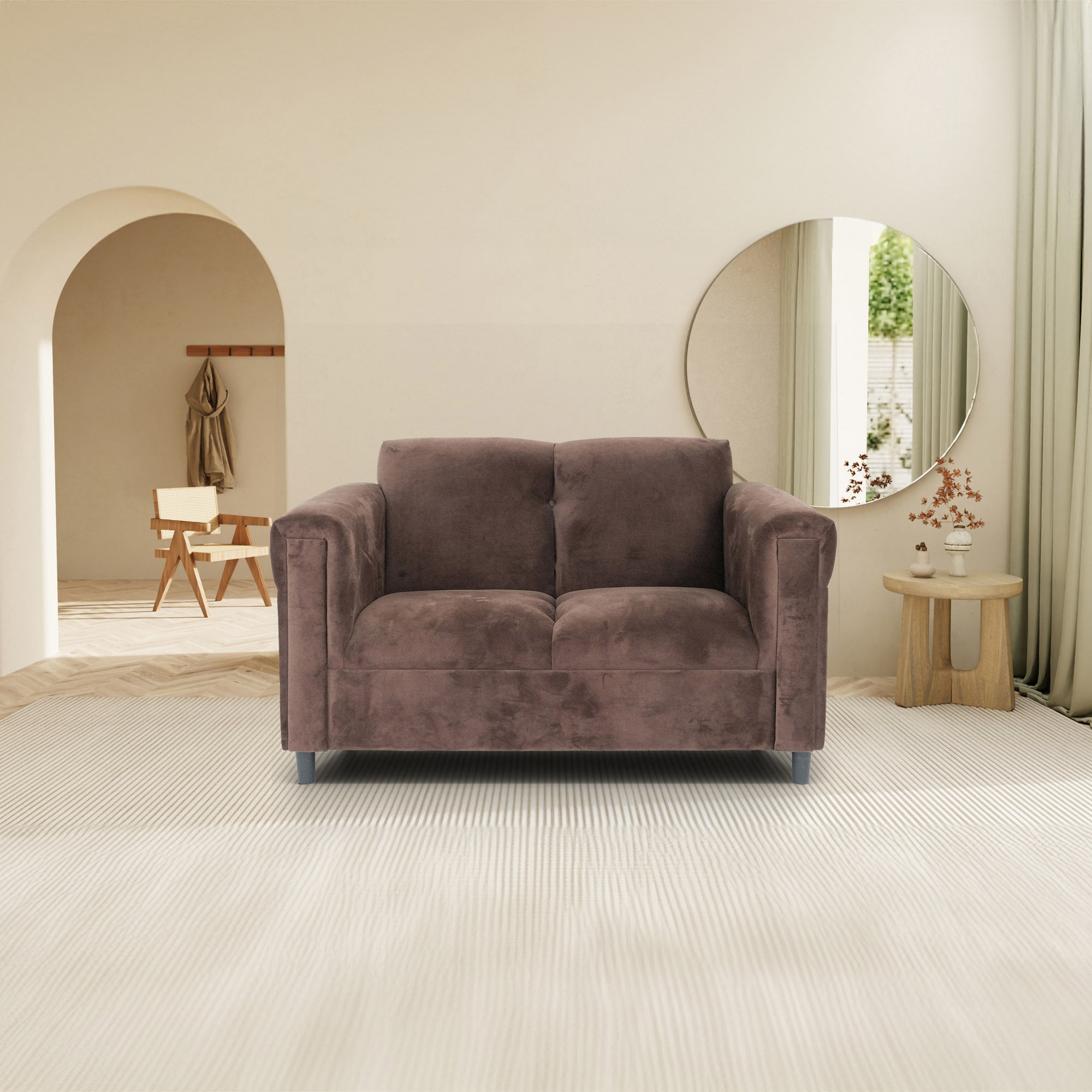 Mercer41 Suede Loveseat Sofa For Living Room, Modern Décor Love Seat ...