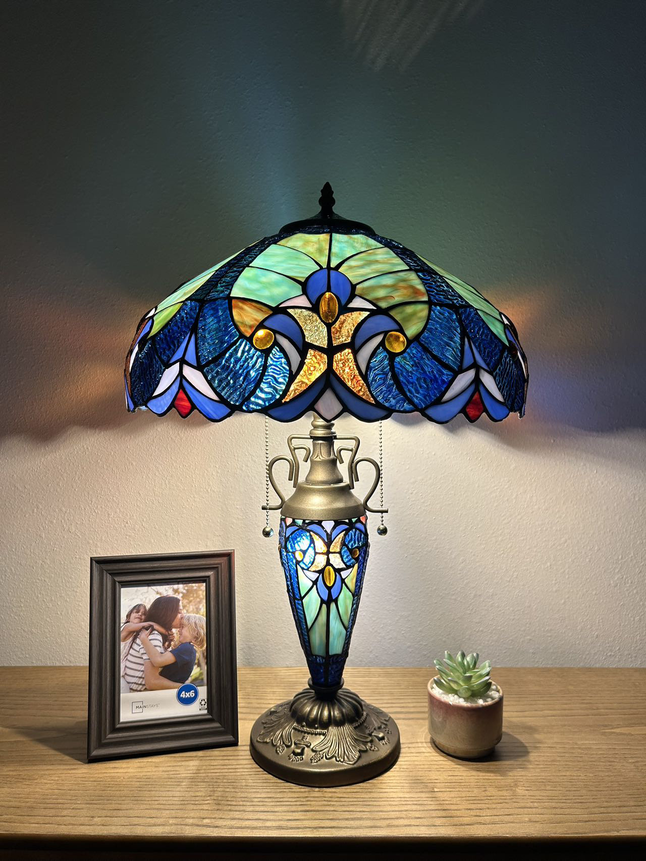 Fleur De Lis Living Simonson Tiffany Table Lamp Stained Glass Shade And ...