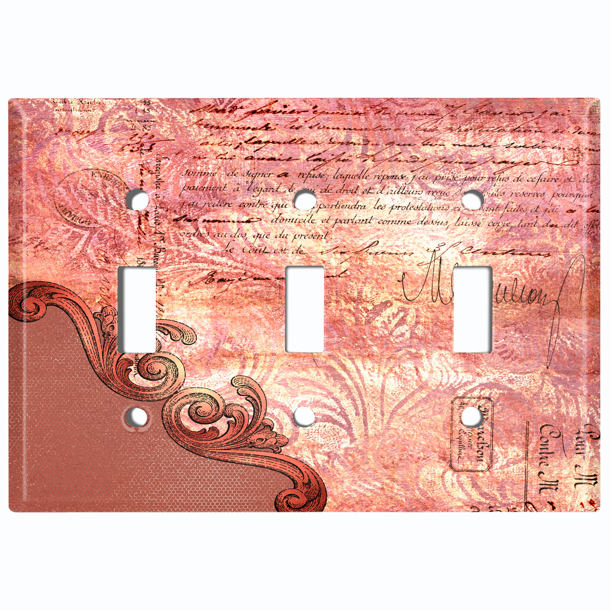 WorldAcc Metal Light Switch Plate Outlet Cover (Damask Letter Red Pink ...