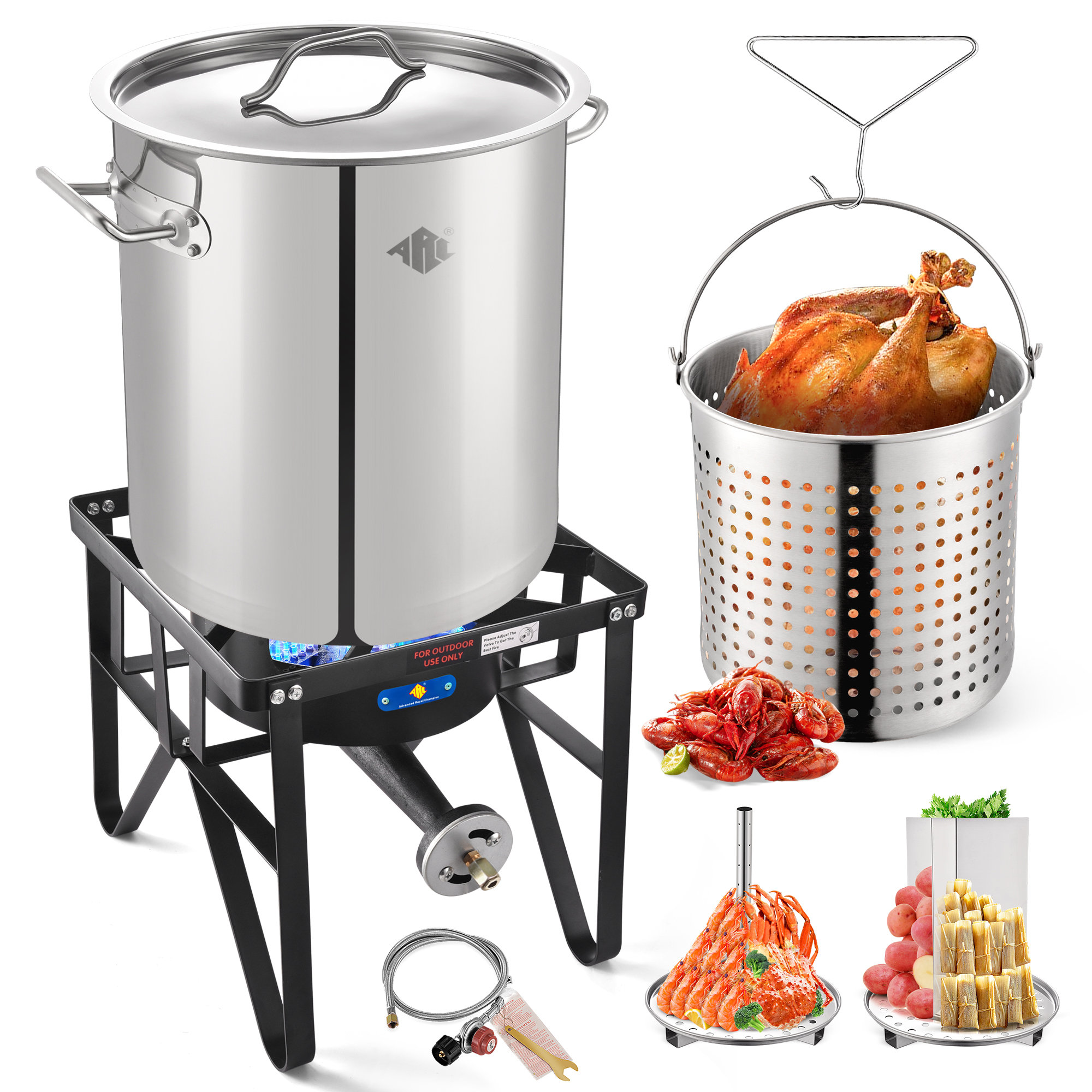 ARC 40qt Stock Pot Seafood Boil Pot And Propane Stove With 200,000btu ...