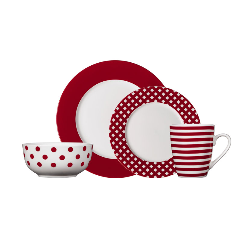 Pfaltzgraff Everyday Kenna Red 16-Piece Porcelain Dinnerware Set ...