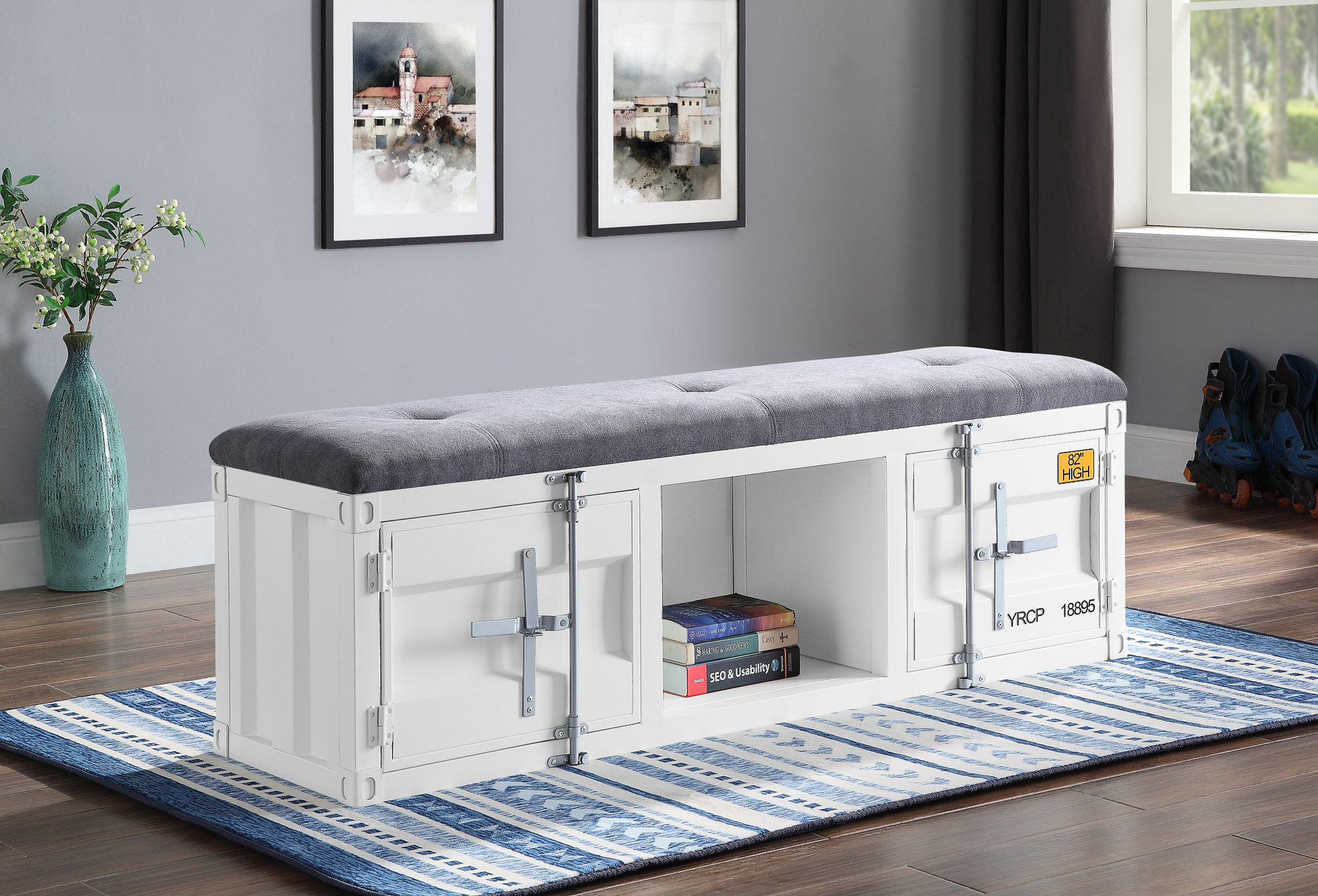 17 Stories Modern Bench W/Storage | Wayfair
