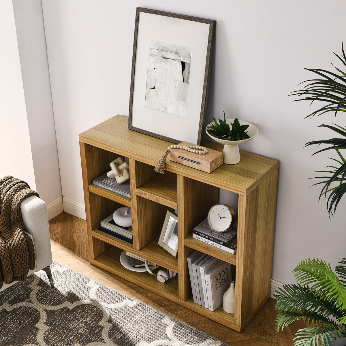 Union Rustic Open Wooden Open Shelf Bookcase, Freestanding Display ...