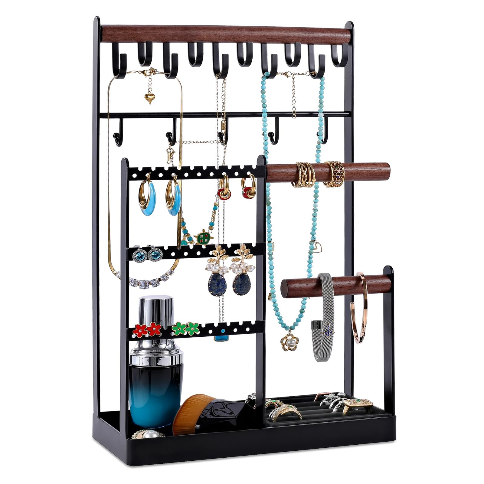 George Oliver 5-Tier Jewelry Rack With Removable Velvet Ring Holder And ...