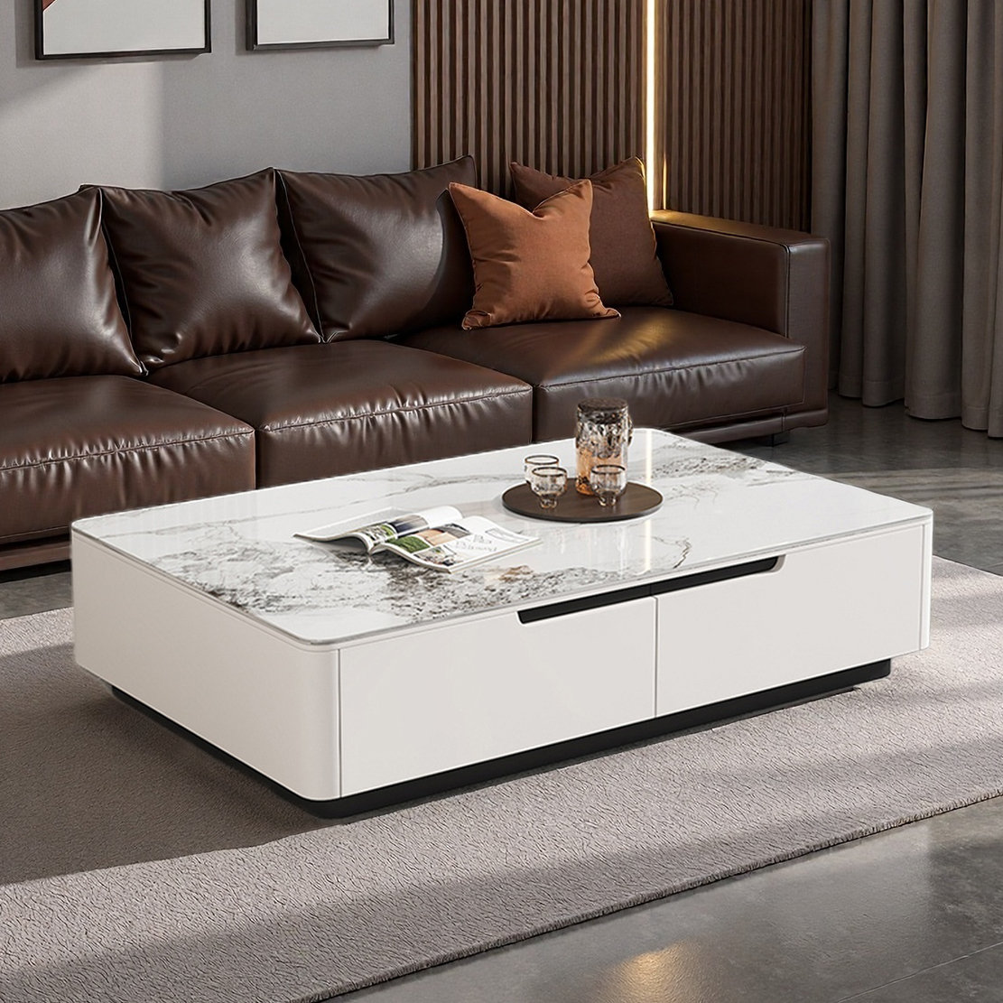 Orren Ellis Modern rectangular stone slab coffee table | Wayfair