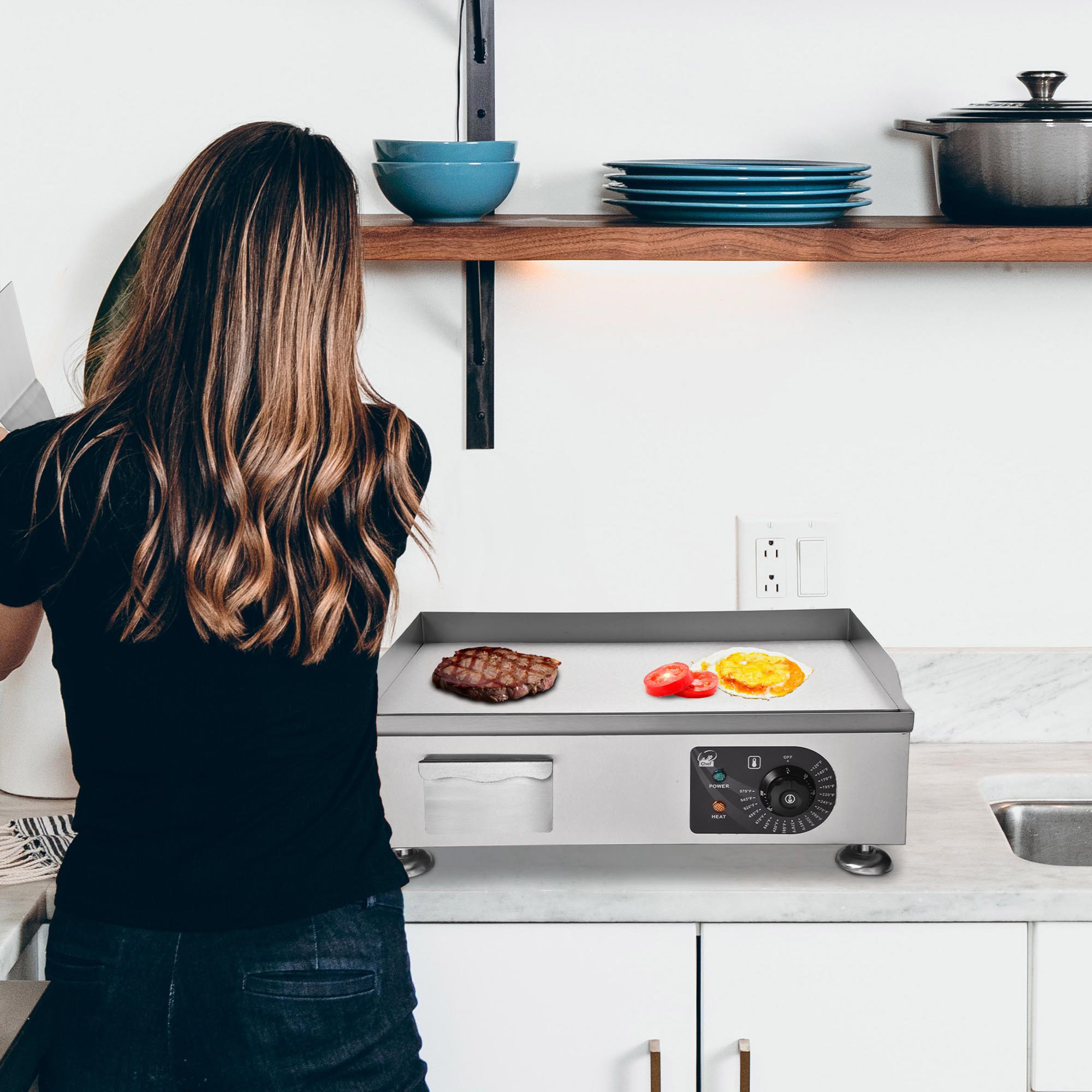 WeChef 22" 3000W Electric Countertop Griddle Adjustable Restaurant ...