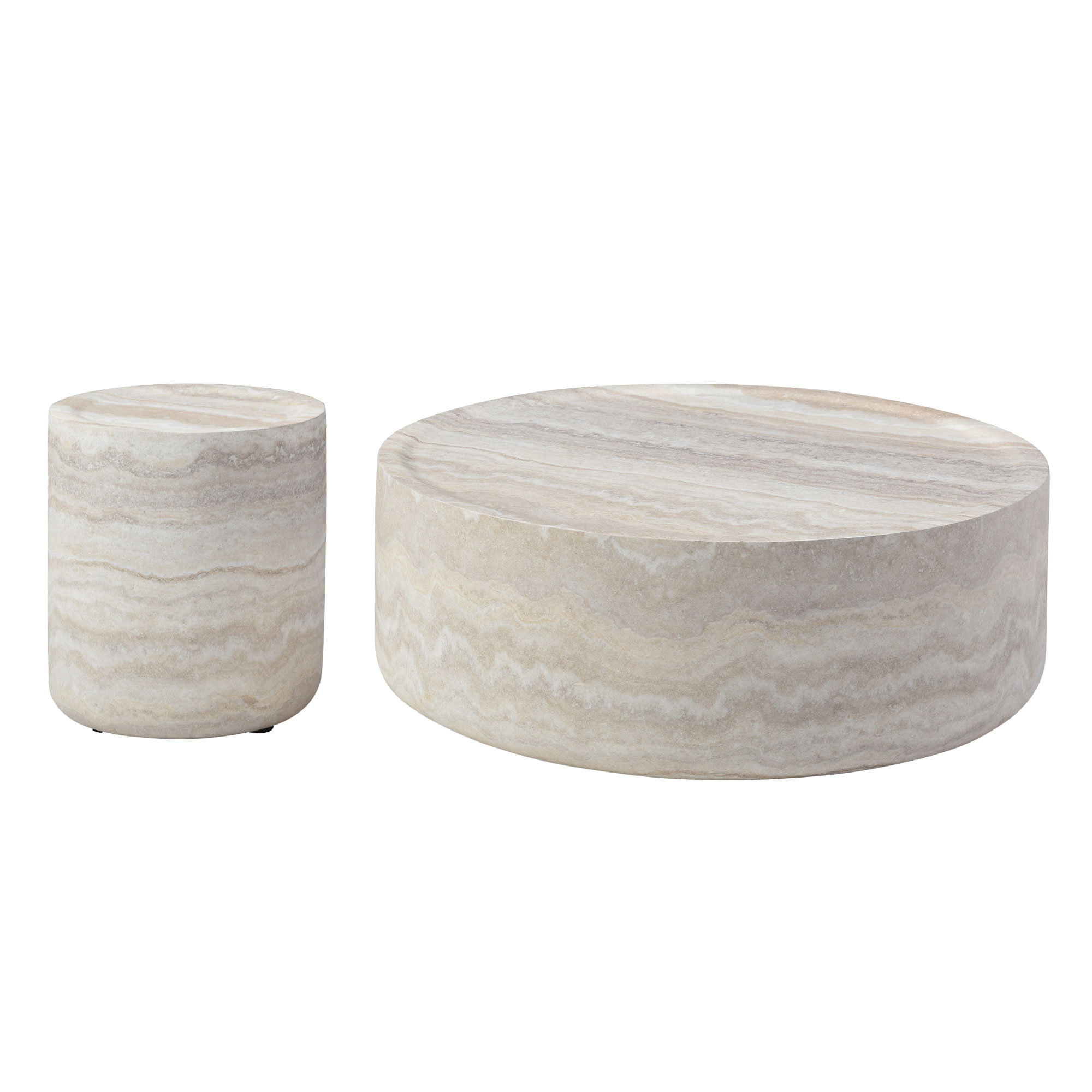Hokku Designs Set of 2 Faux MARS Pattern Coffee Tables side Table Round ...