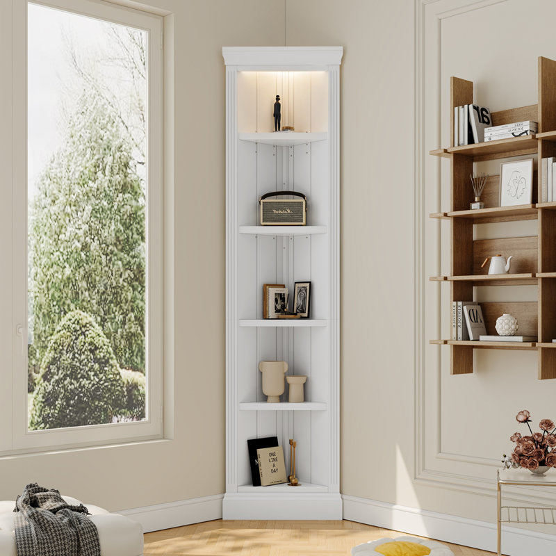 Red Barrel Studio® Modern Corner Shelf,5 Tier Corner Bookcase With Led ...