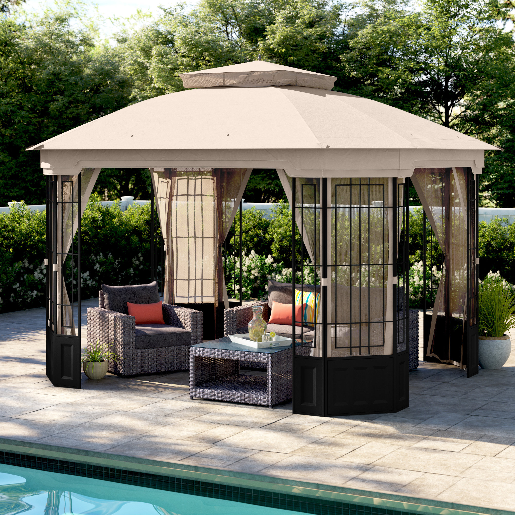 Sunjoy 11 ft. x 13 ft. Octagon Gazebo with Canopy & Reviews | Wayfair